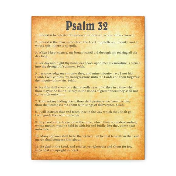 Express Your Love Gifts | Art | Scripture Sign Psalm 32 Chapter Gold Bible Canvas Christian Wall ...